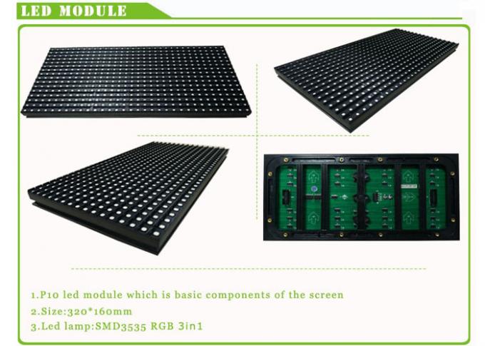 Wall Mounted P10 RGB LED Screen With Real Pixel 10000 Dots / ㎡ 320 * 160mm
